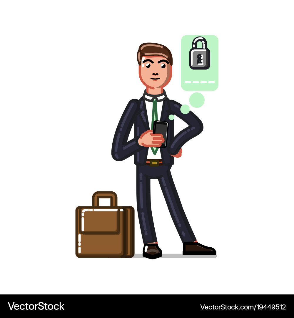 Business man seting up a pasword Royalty Free Vector Image
