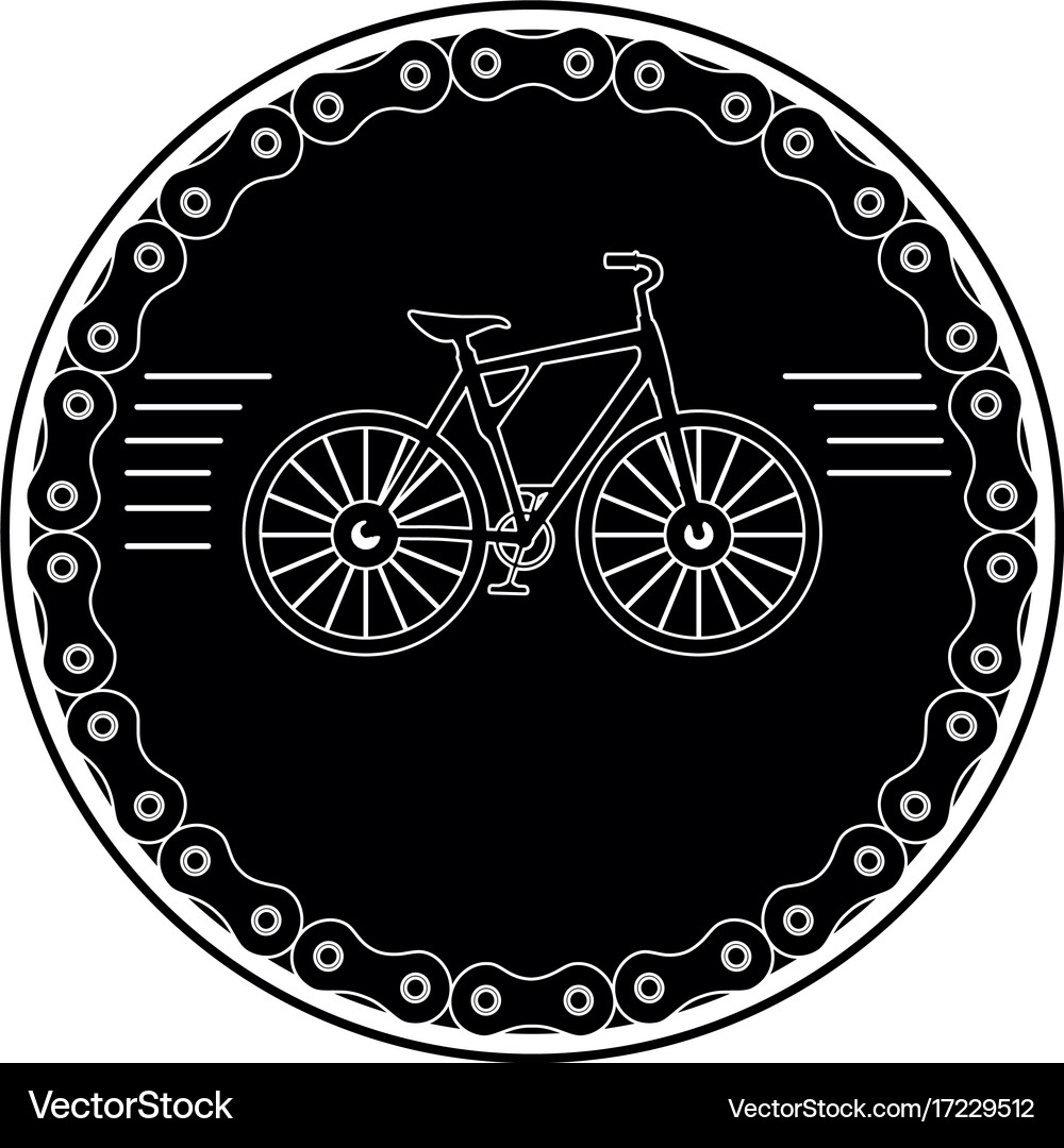 Elegant frame chain with bicycle vehicle Vector Image