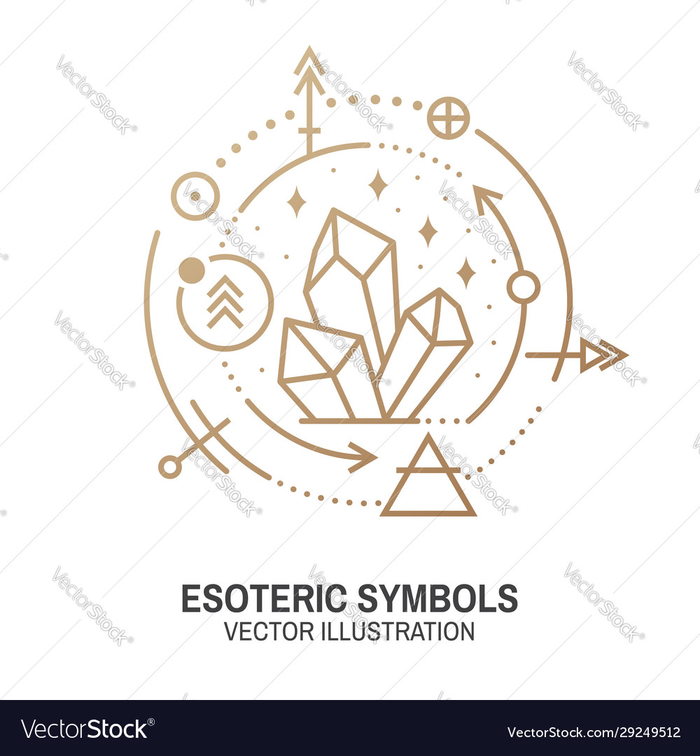 Esoteric symbols thin line geometric Royalty Free Vector