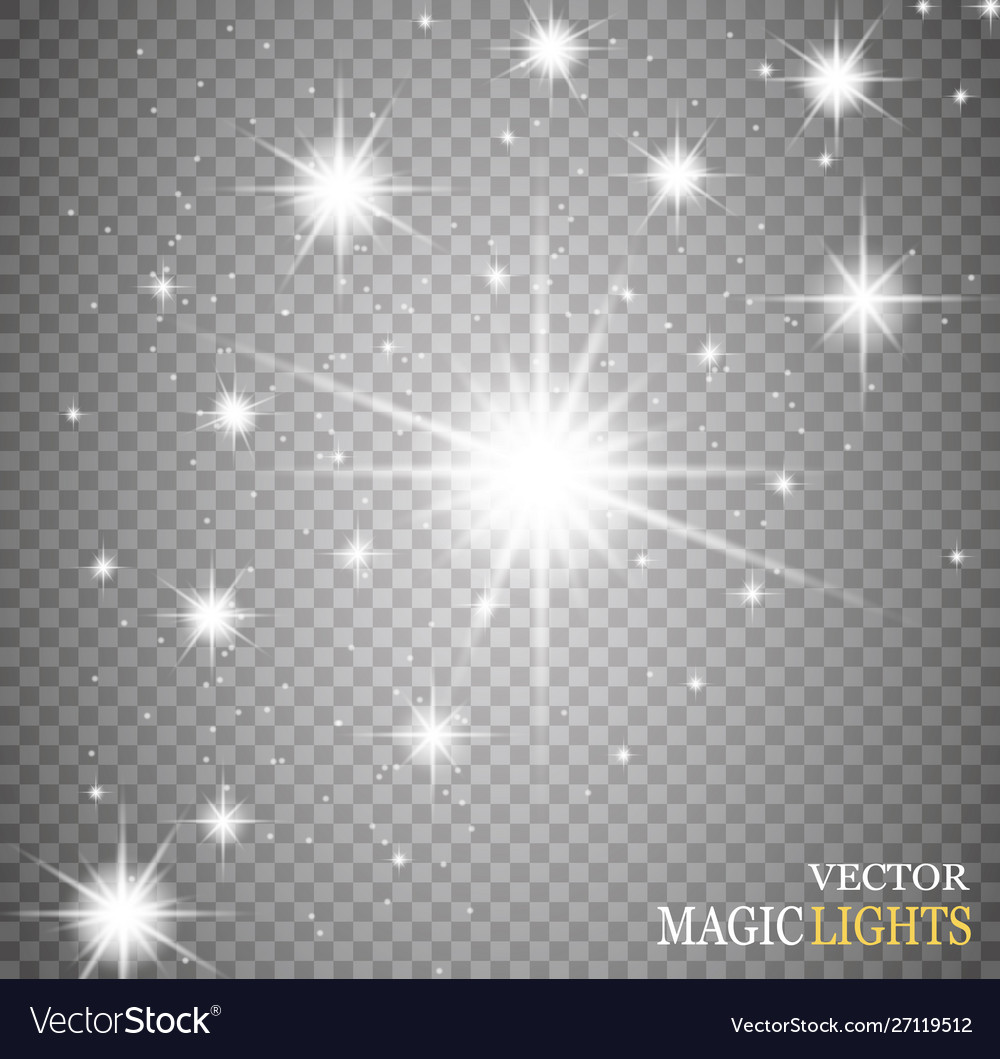 Glow light effect star burst with sparkles Vector Image