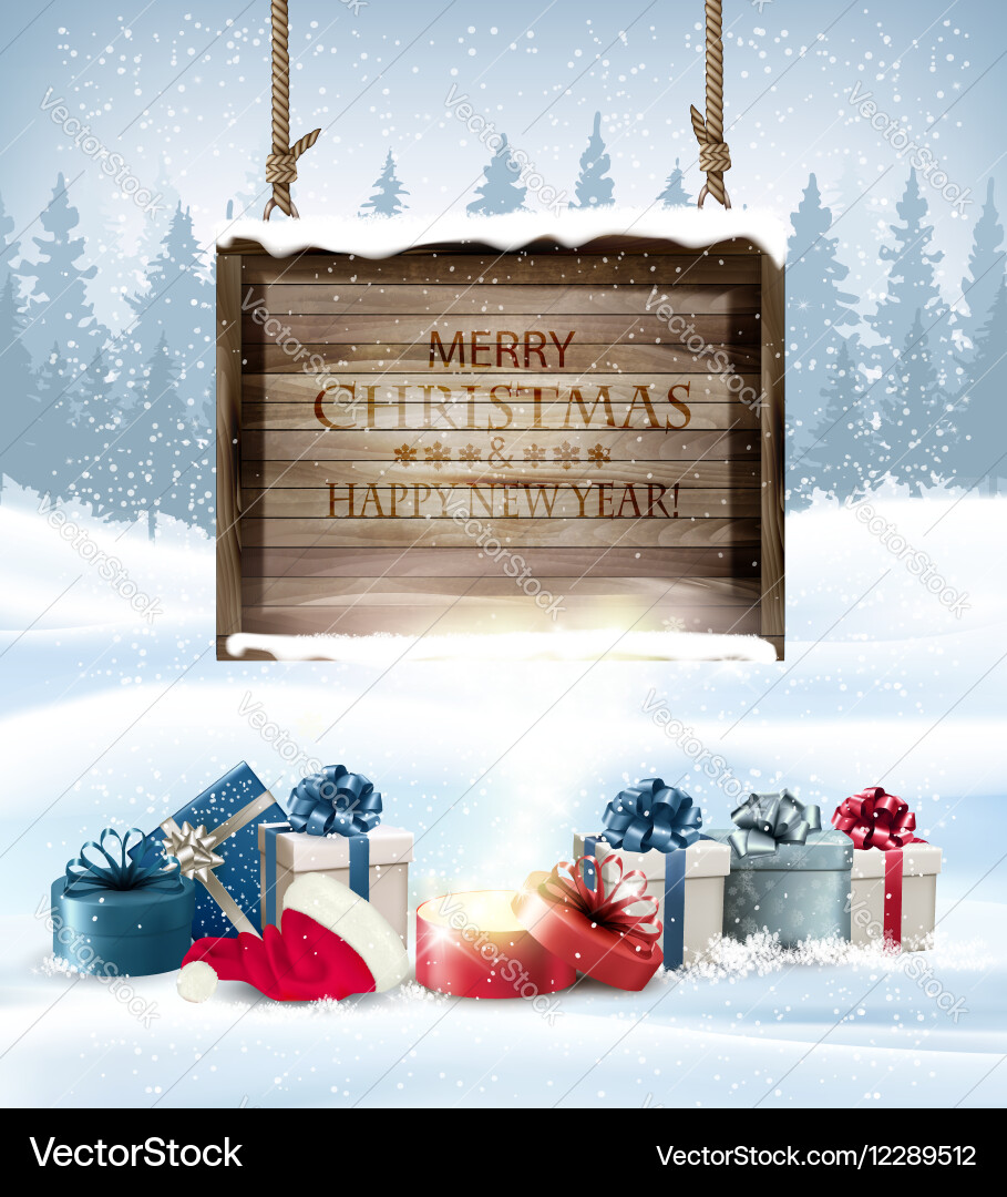 Holiday christmas background with a gift boxes Vector Image