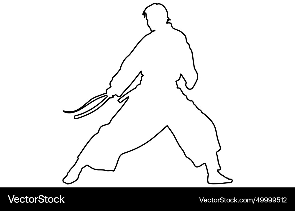 Karate fighter in kimonoaikido outline Royalty Free Vector