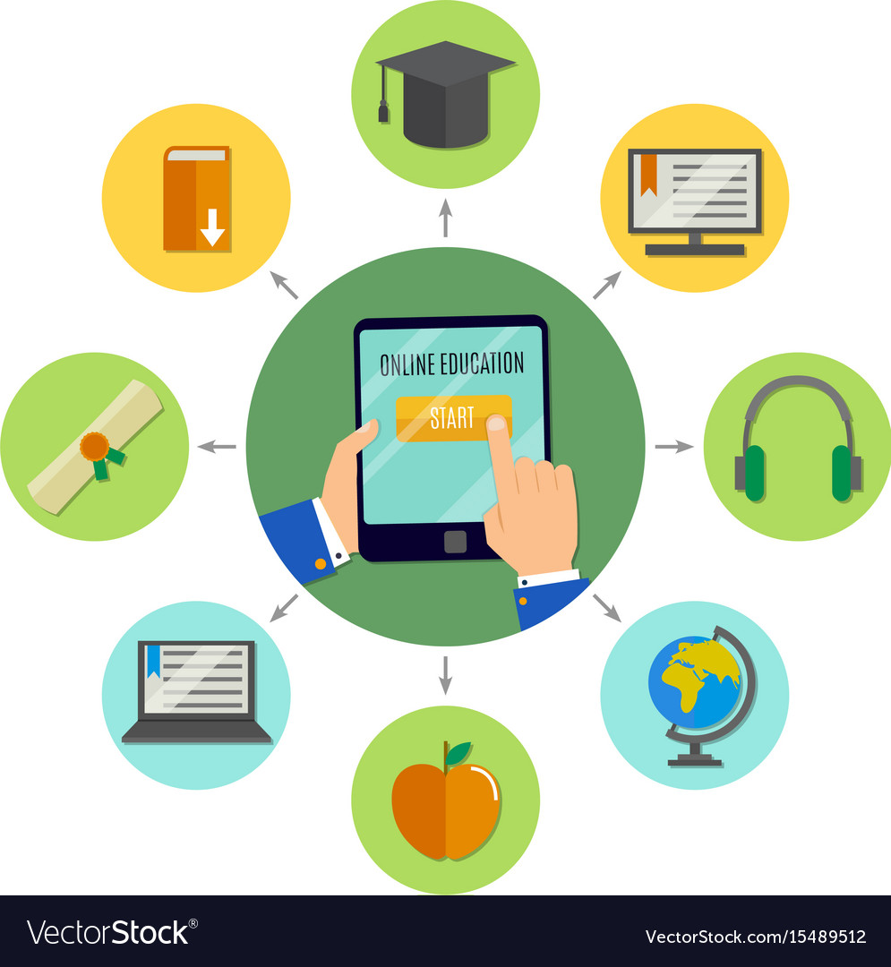 Learning colored icon set Royalty Free Vector Image