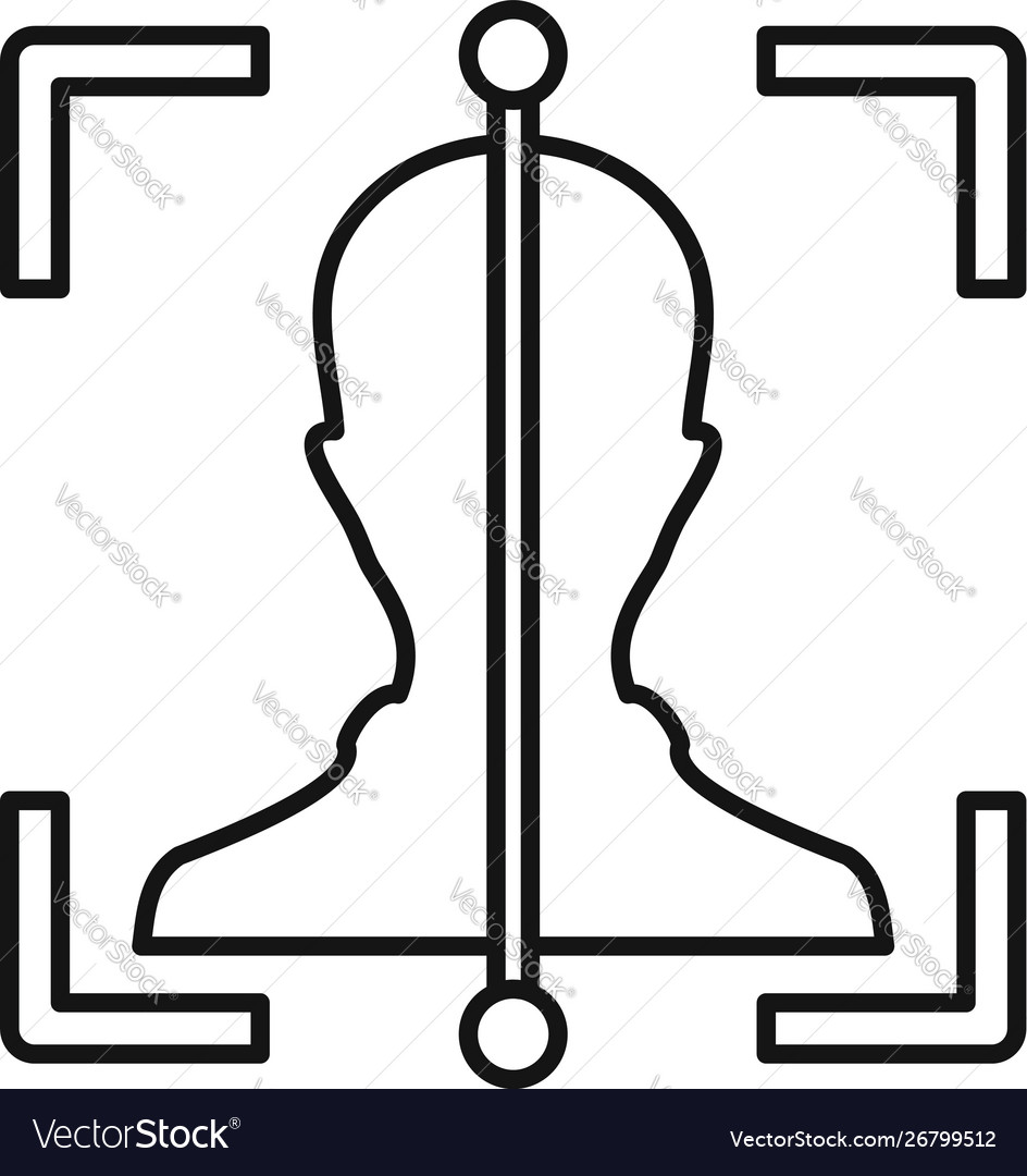 Line face scan icon outline style Royalty Free Vector Image