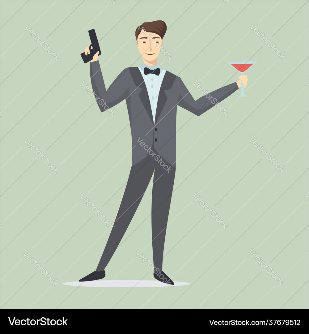 Man adventure secret spy agent Royalty Free Vector Image