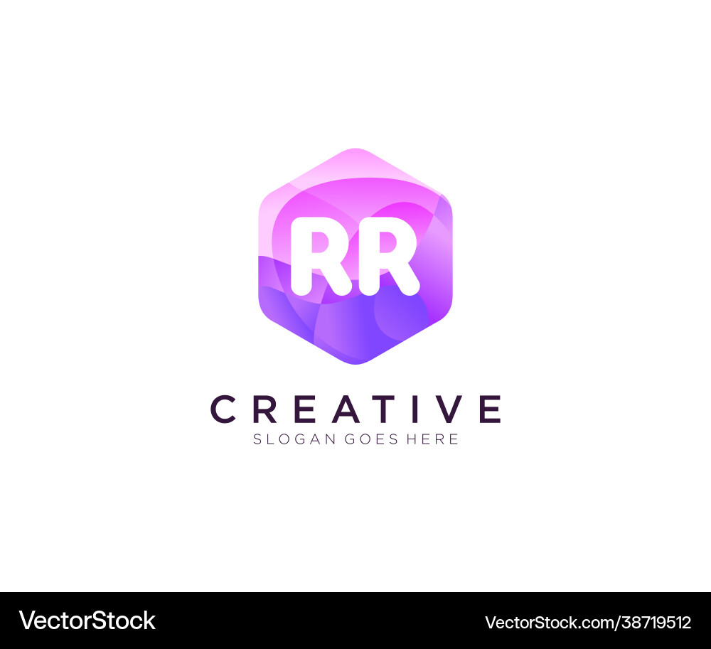 Rr initial logo with colorful hexagon modern Vector Image
