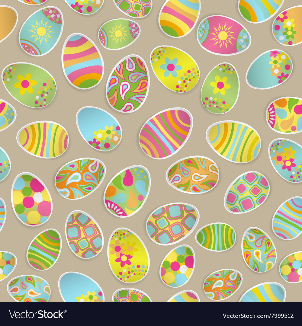 Seamless pattern of paper Easter eggs Royalty Free Vector