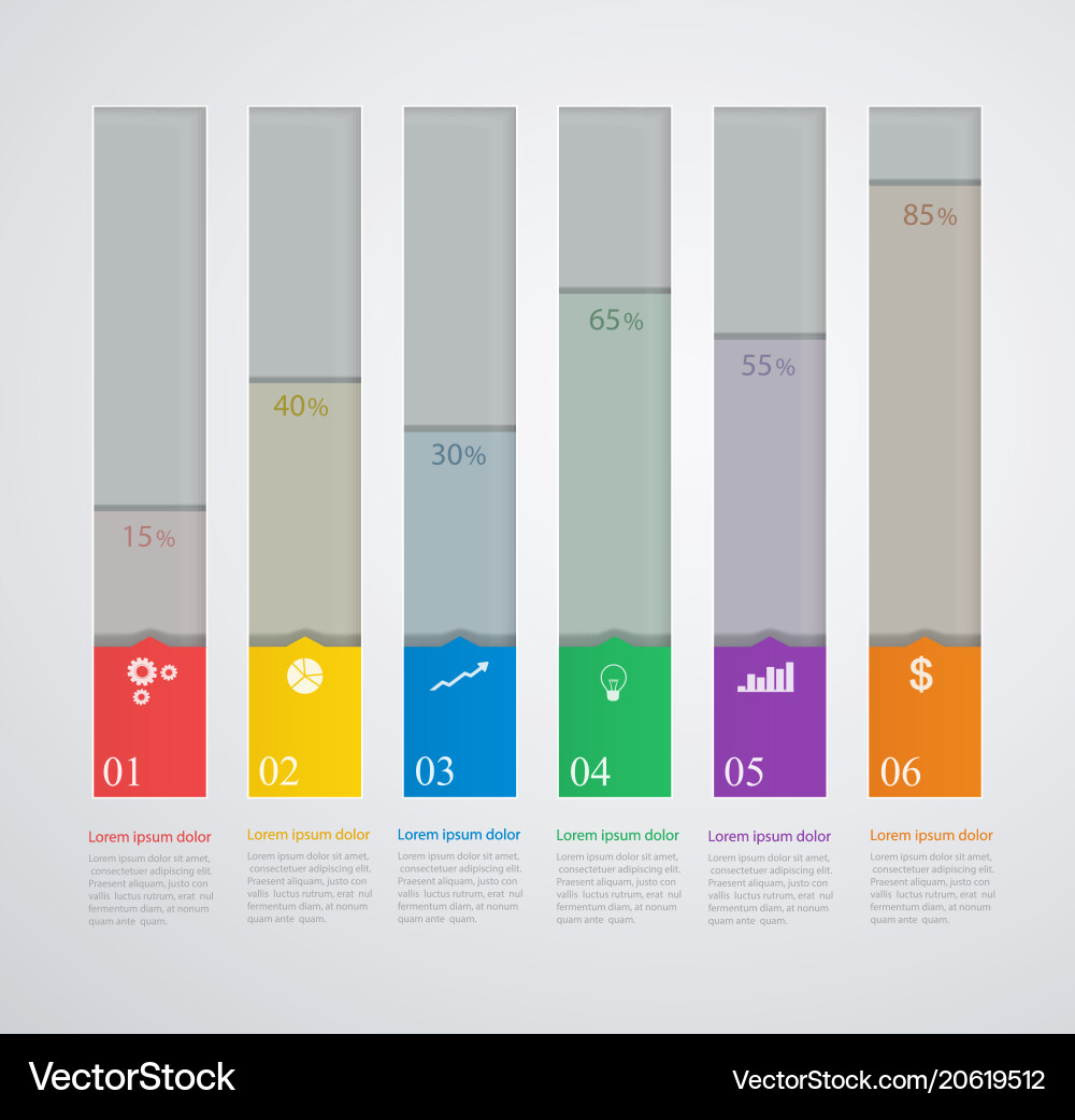 Template columns with business icons Royalty Free Vector