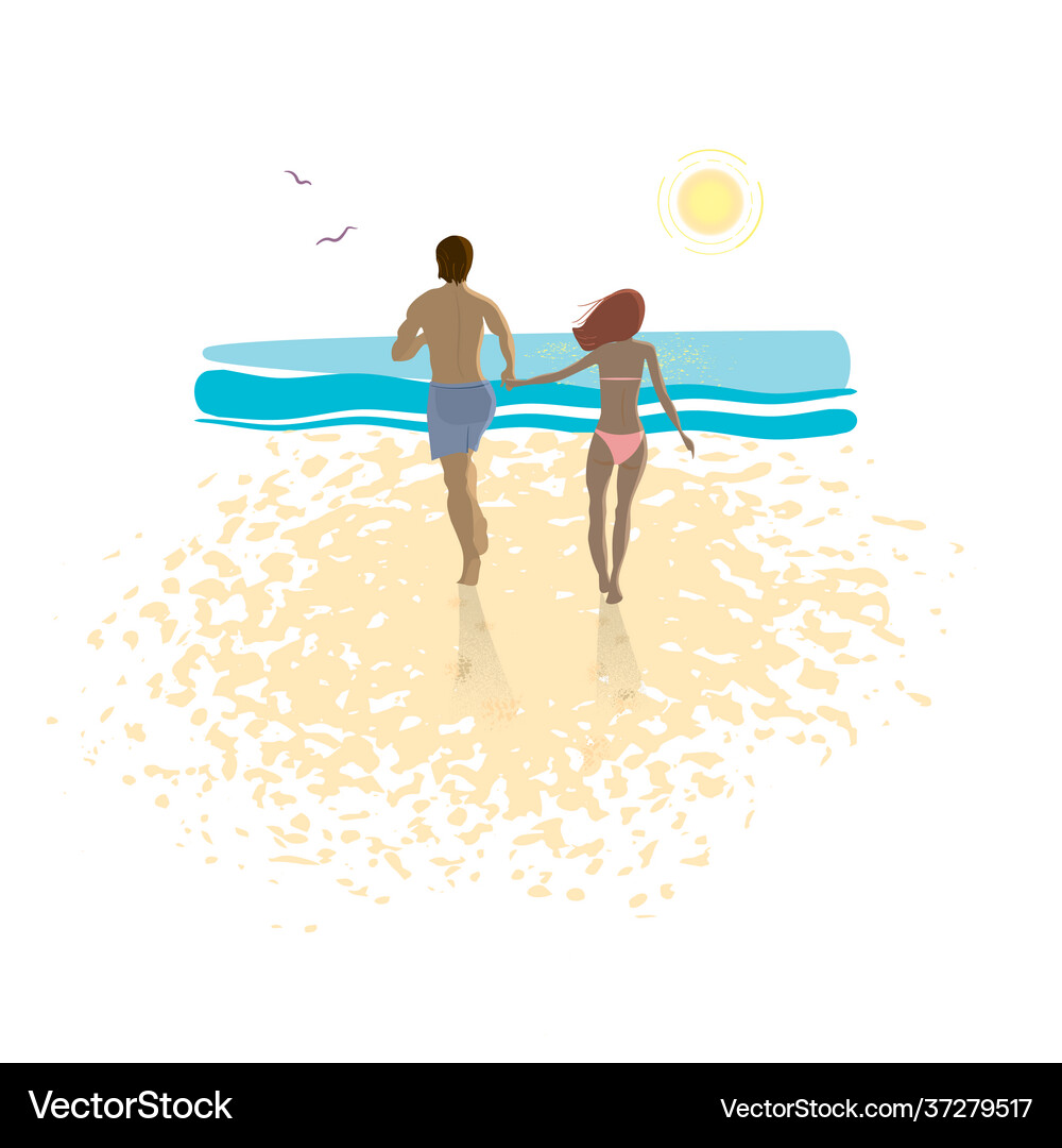 A couple in love on beach Royalty Free Vector Image