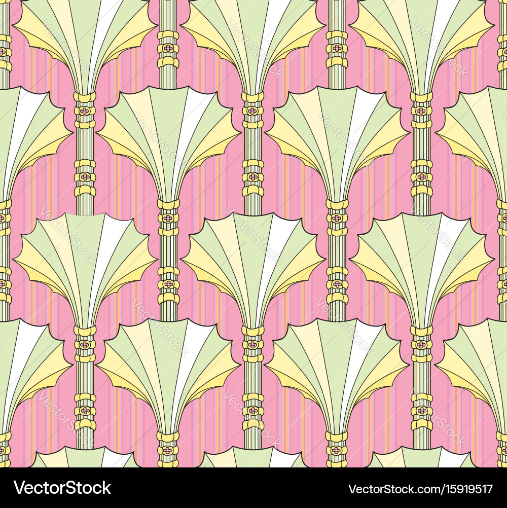 Abstract floral fan shape column ornament Vector Image