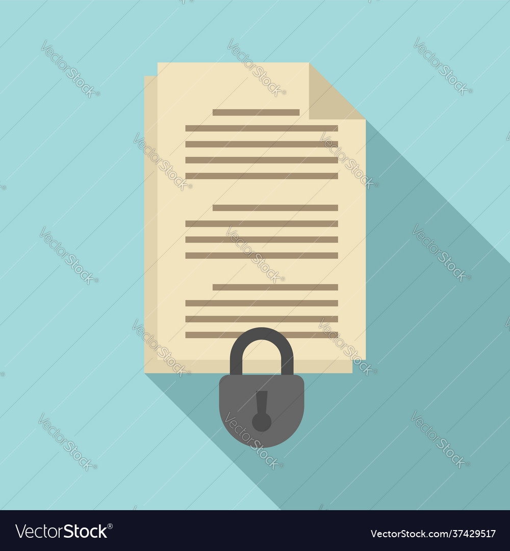 Document access authentication icon flat style Vector Image