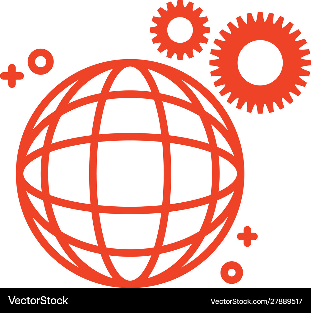 Global sphere and gears icon line design Vector Image