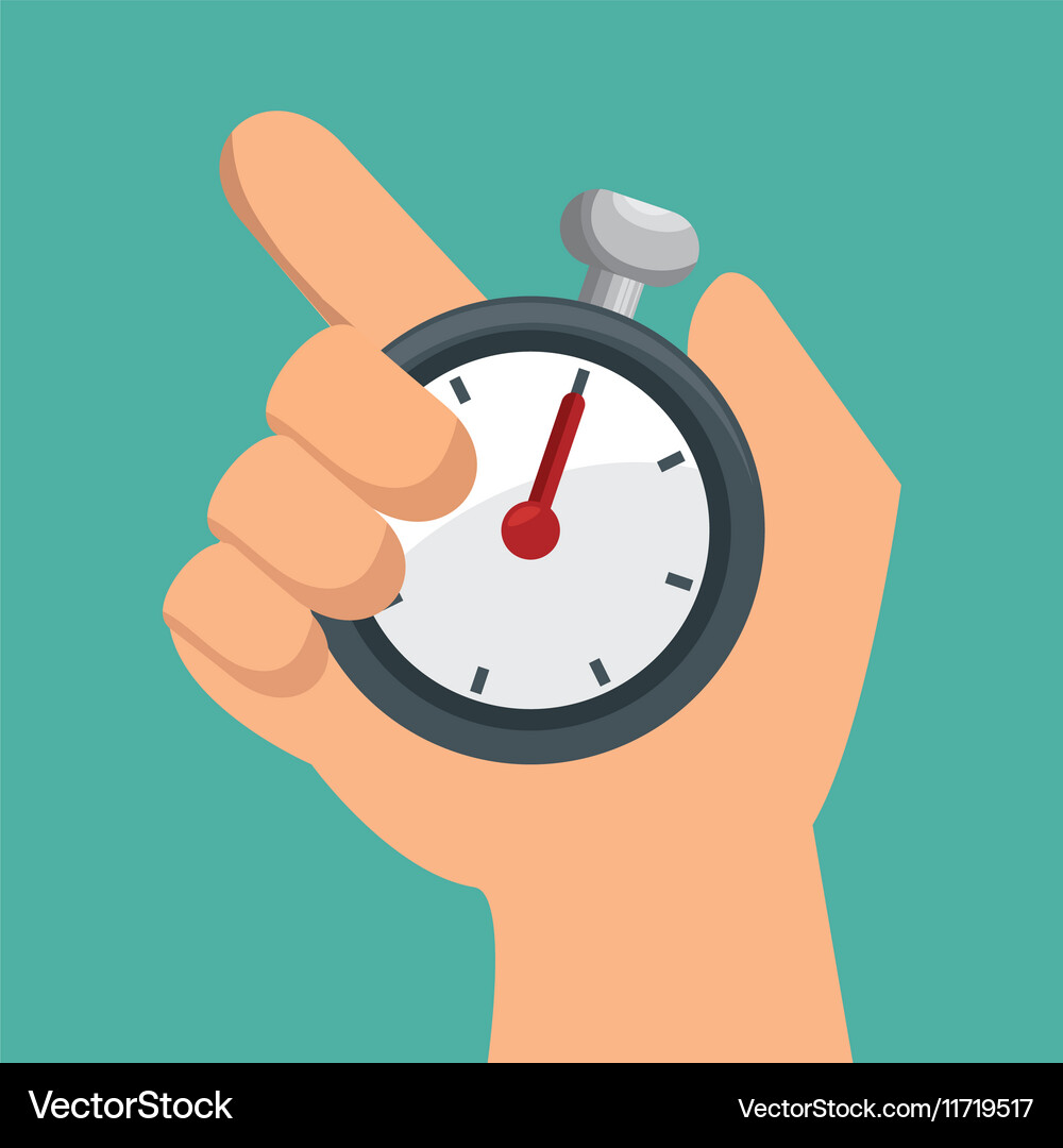 Hand holds chronometer sport design Royalty Free Vector