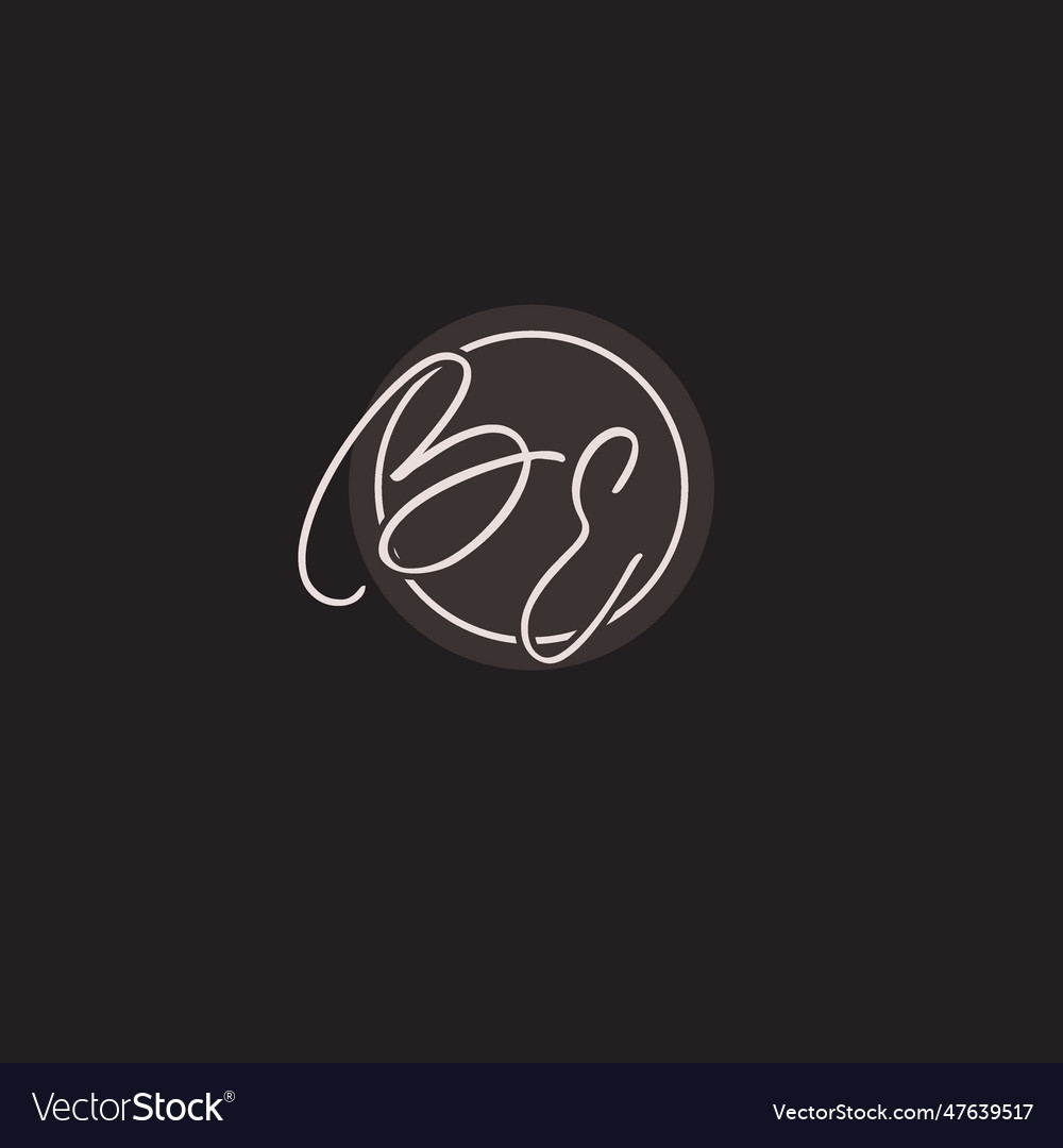 Initials be logo monogram with simple circle line Vector Image