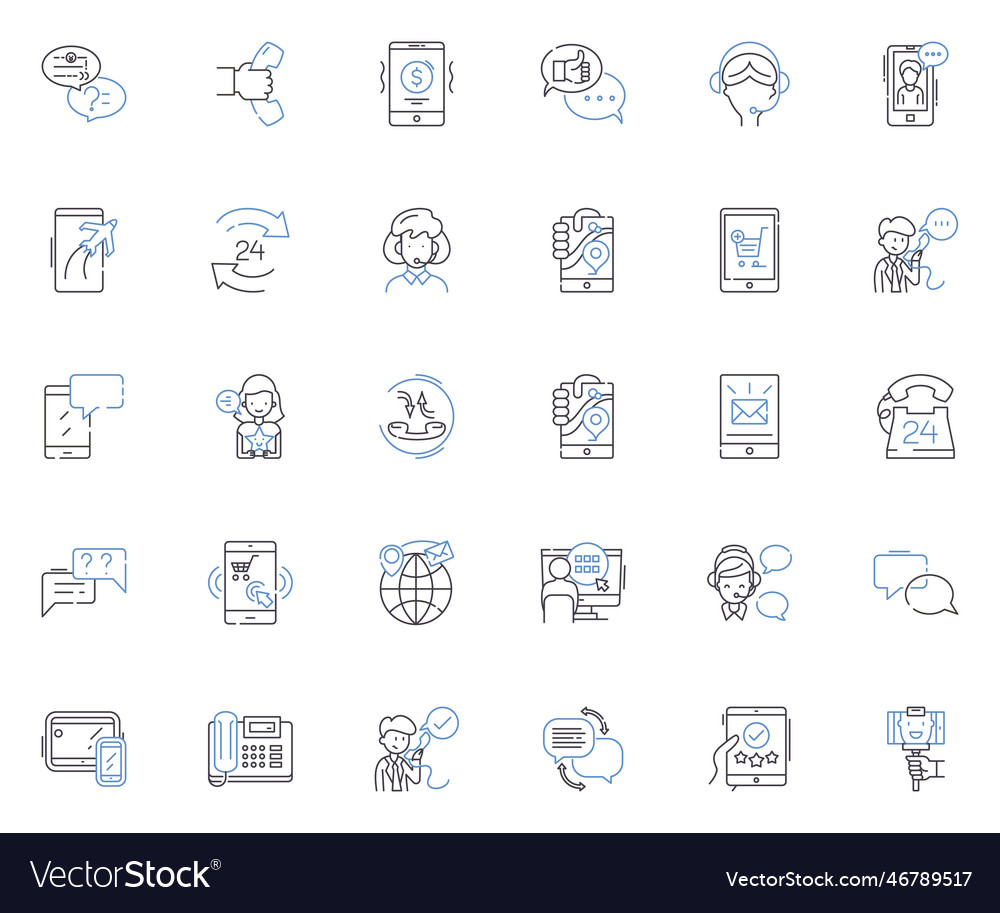 Mobile line icons collection smartph tablet app Vector Image