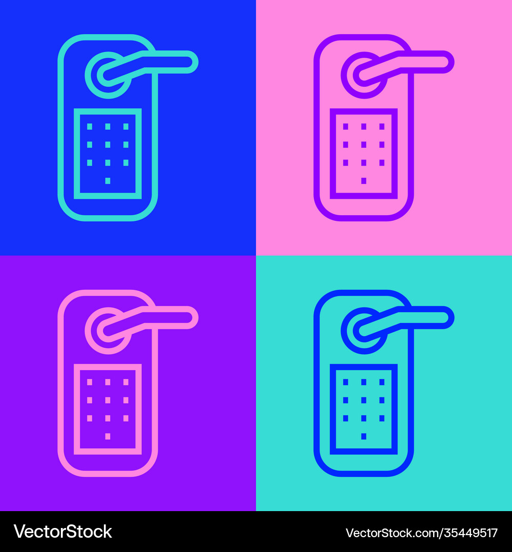 Pop art line digital door lock with wireless Vector Image