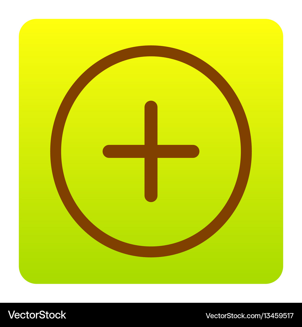 Positive symbol plus sign brown icon Royalty Free Vector