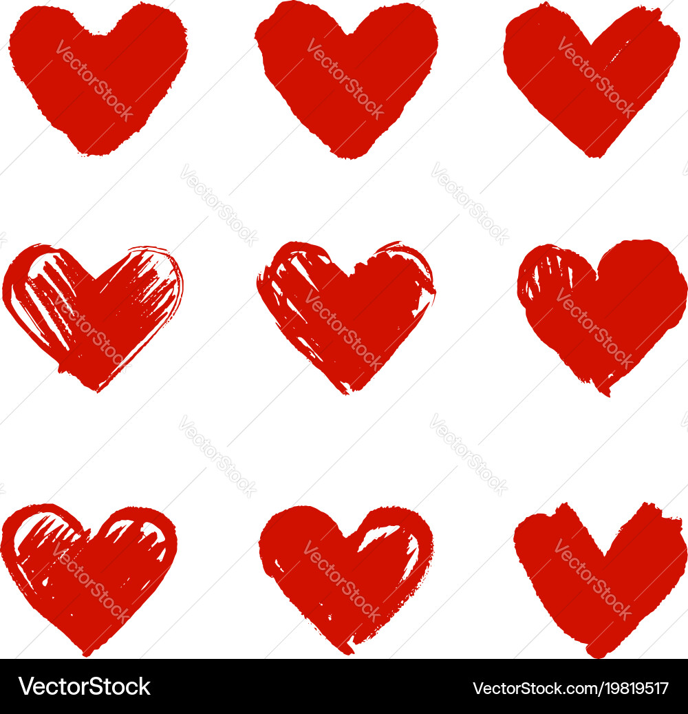 Set of hand drawn hearts design element Royalty Free Vector