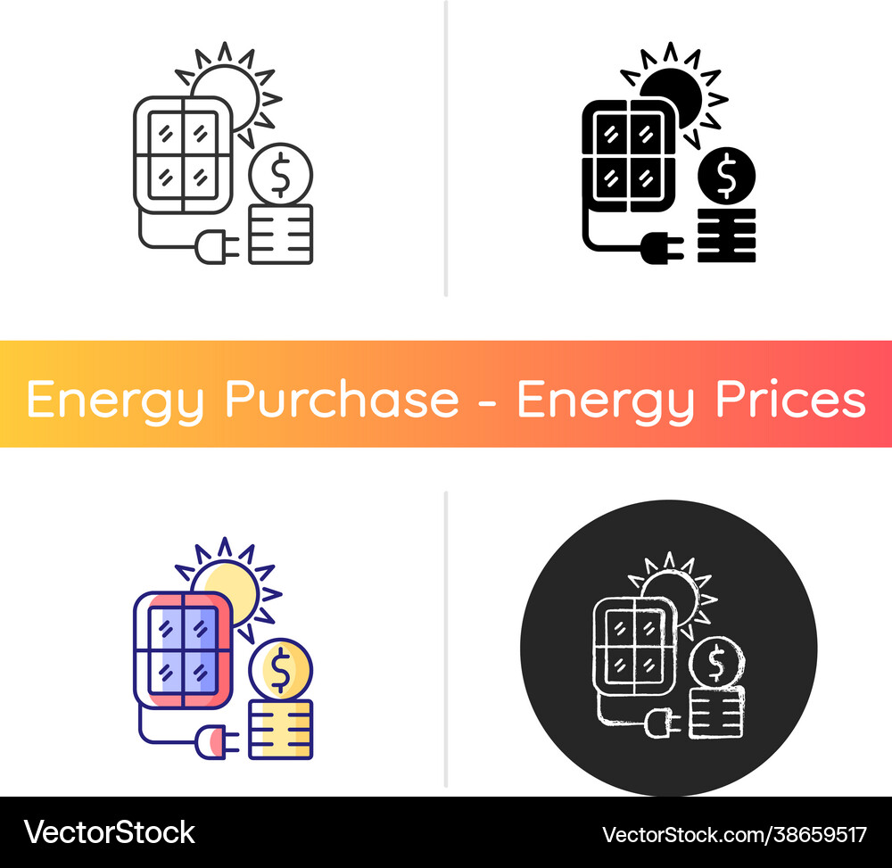 Solar energy price icon Royalty Free Vector Image