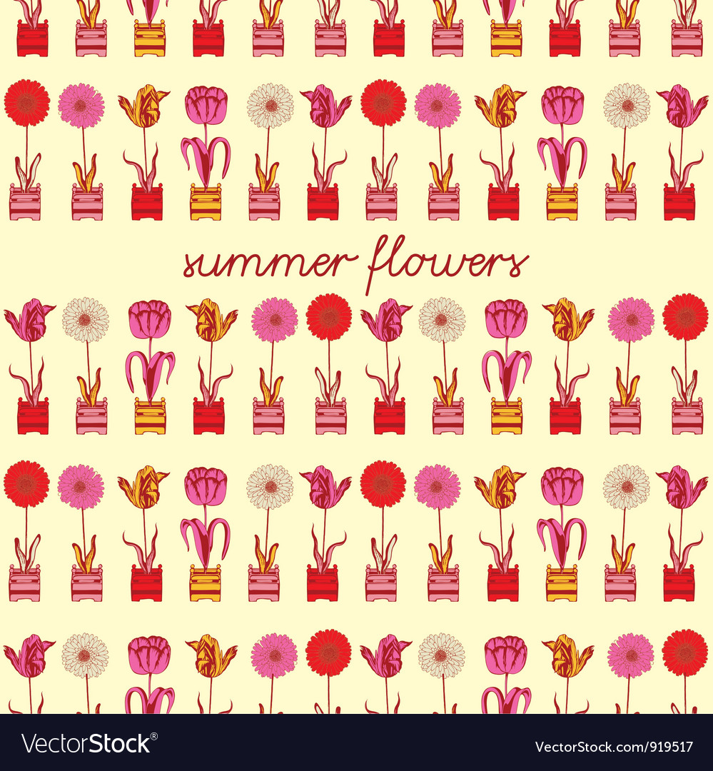 Summer flowers pattern background Royalty Free Vector Image