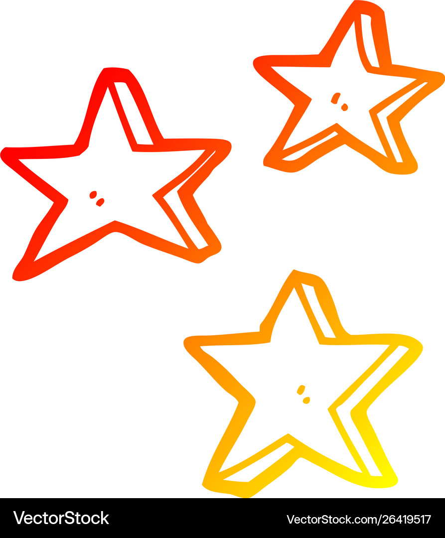 Warm gradient line drawing cartoon stars Vector Image