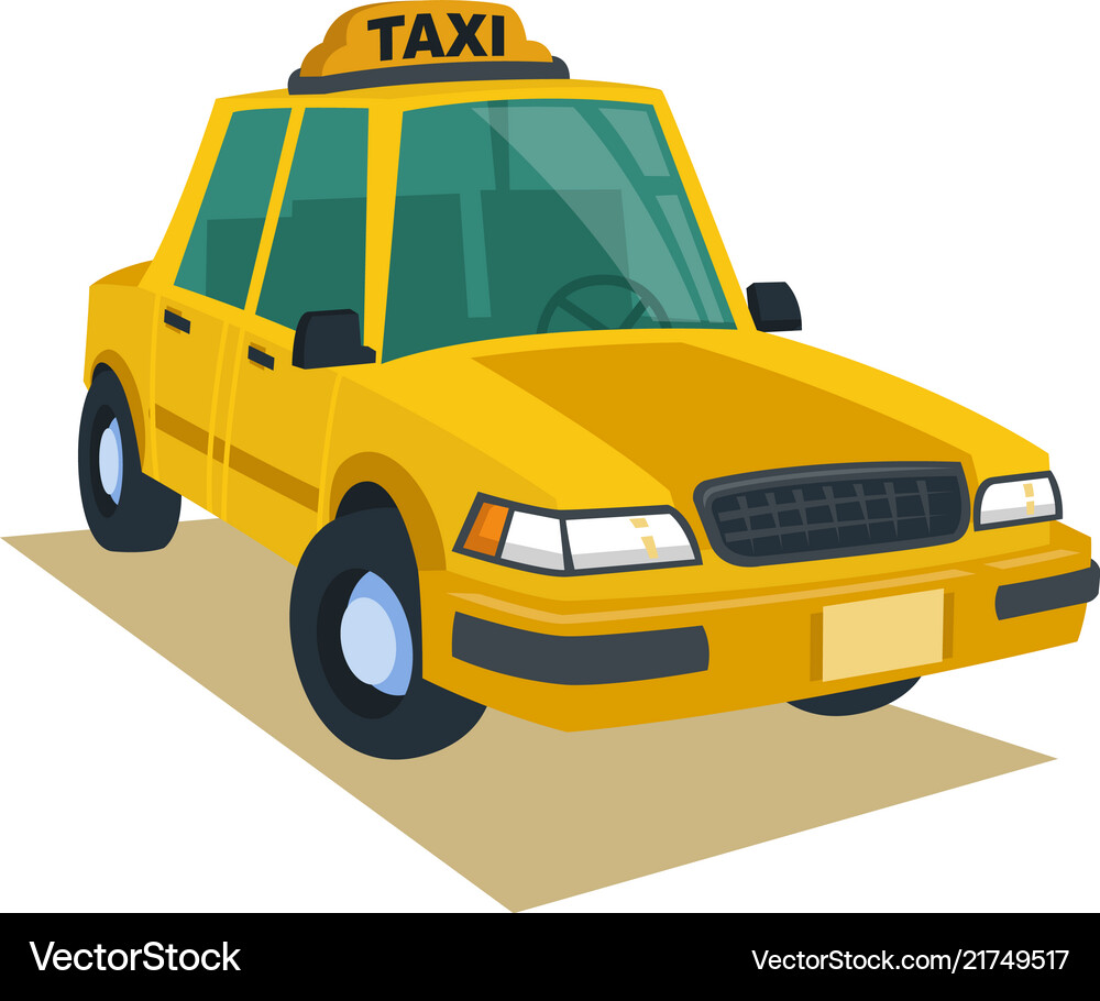 Yellow cab in cartoon style Royalty Free Vector Image