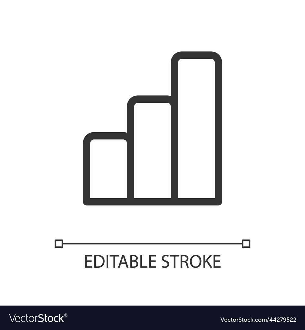 Bar chart pixel perfect linear ui icon Royalty Free Vector