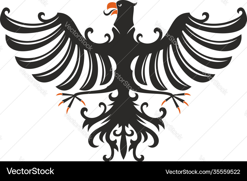 Black eagle heraldry symbol isolated bird mascot Vector Image