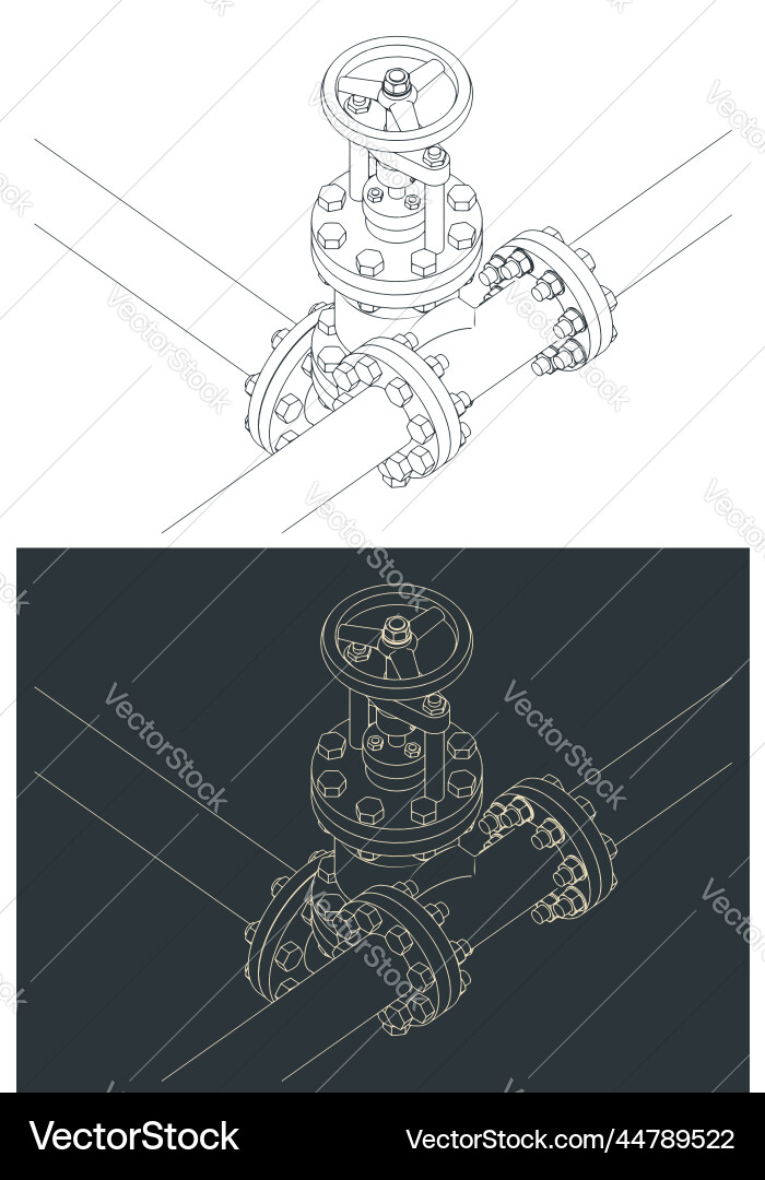 Control valve and pipes sketches Royalty Free Vector Image