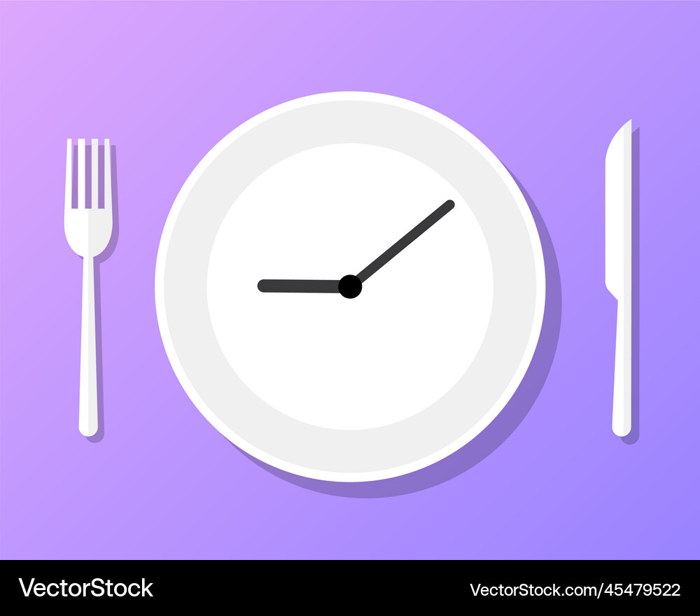 Cook time logo badge eat plate clock time Vector Image