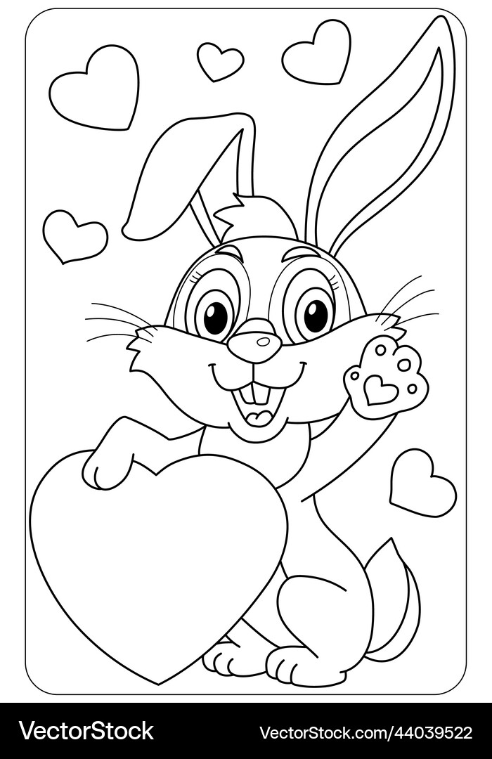 Cute bunny is holding a heart Royalty Free Vector Image