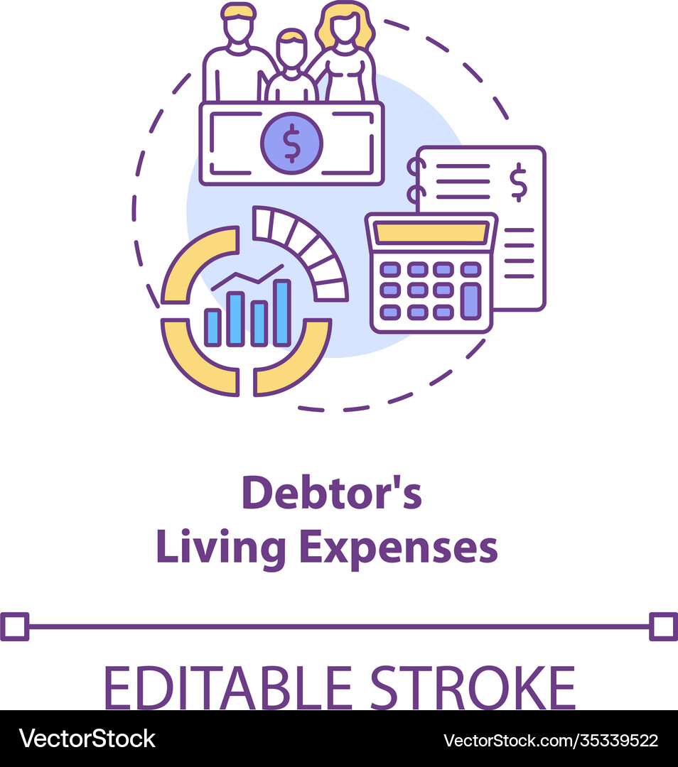 Debtor living expenses concept icon Royalty Free Vector
