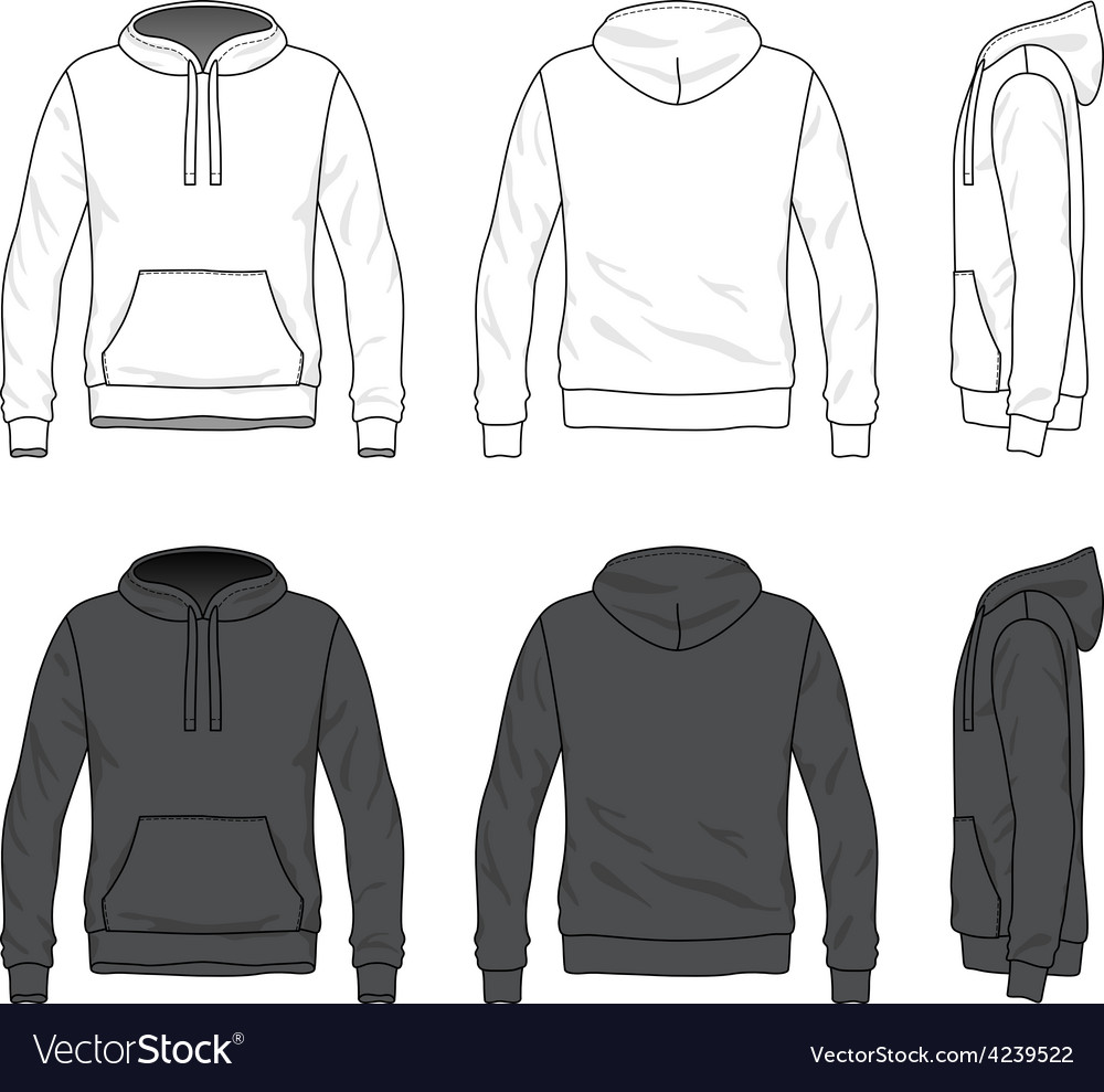 Front Back And Side Views Of Blank Hoodie Vector Image
