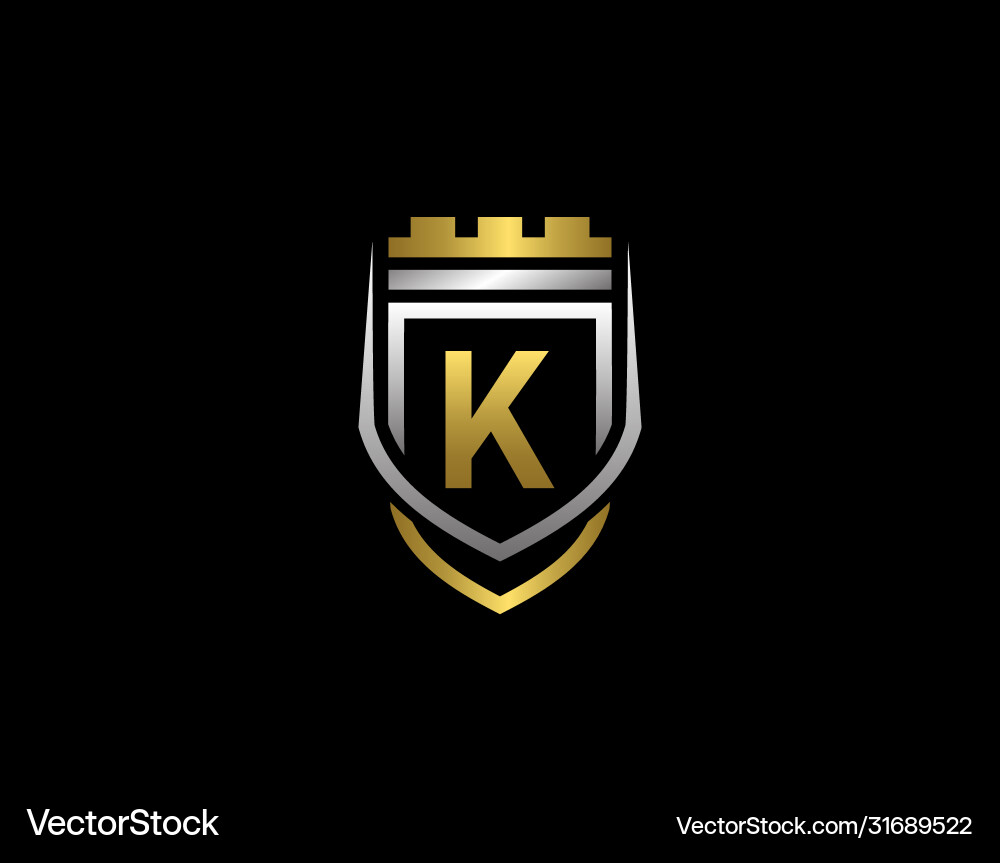 Gold heraldic k letter monogram elegant retro Vector Image