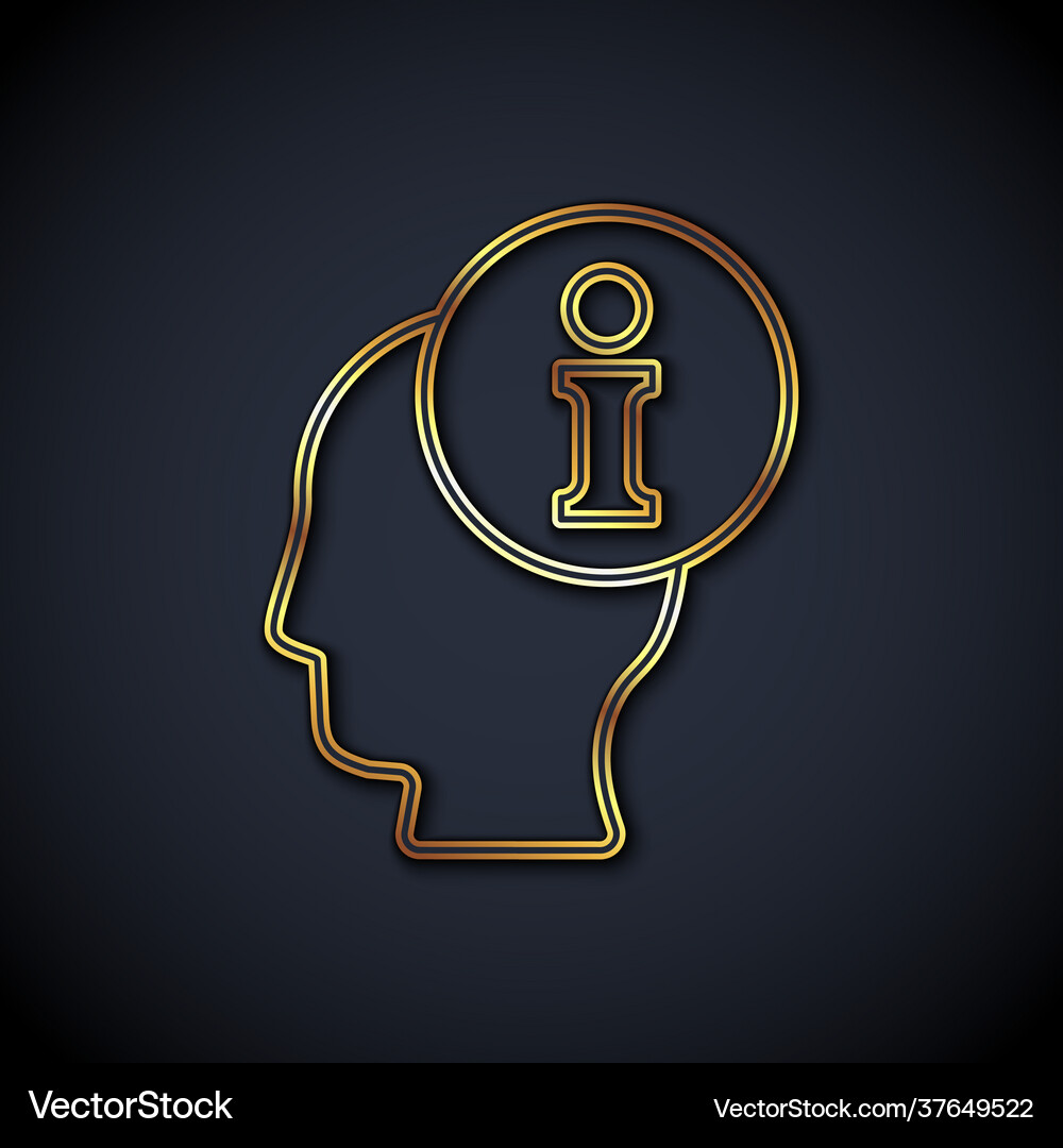 Gold line information icon isolated on black Vector Image