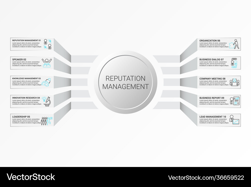 Infographic reputation management template icons Vector Image