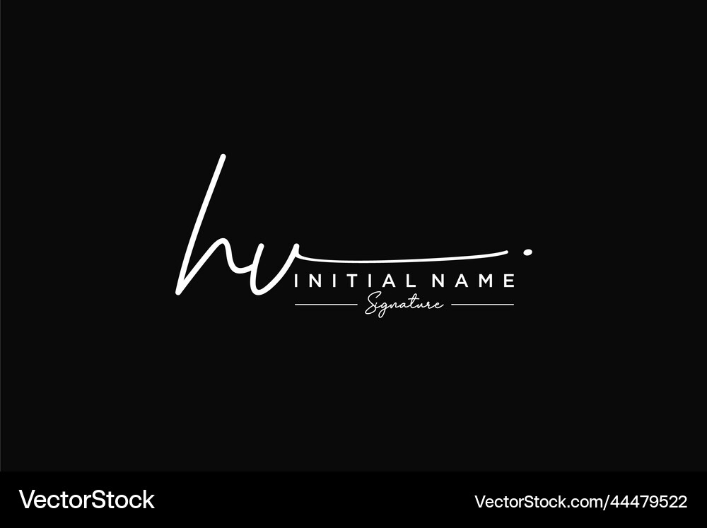 Initial hv signature logo template hand drawn Vector Image