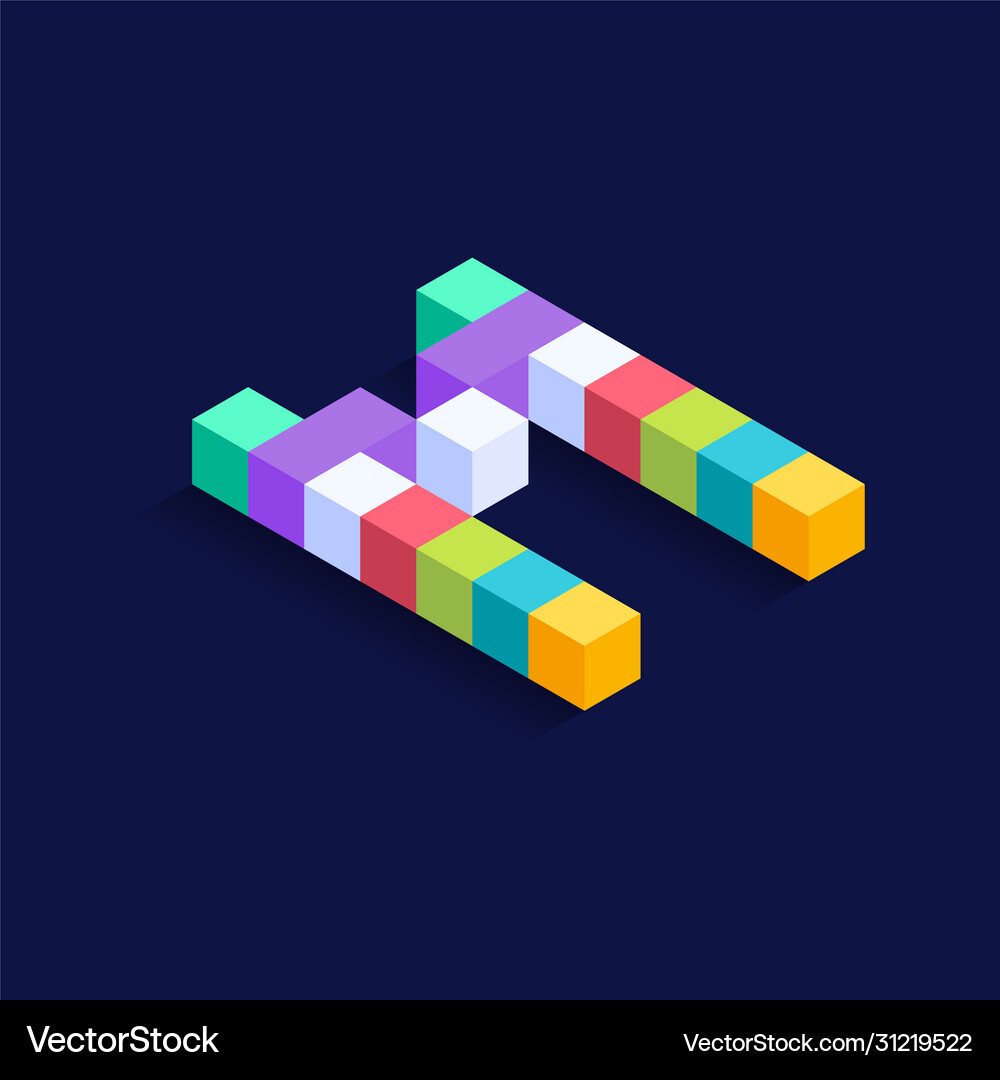 Letter m isometric colorful cubes 3d design Vector Image