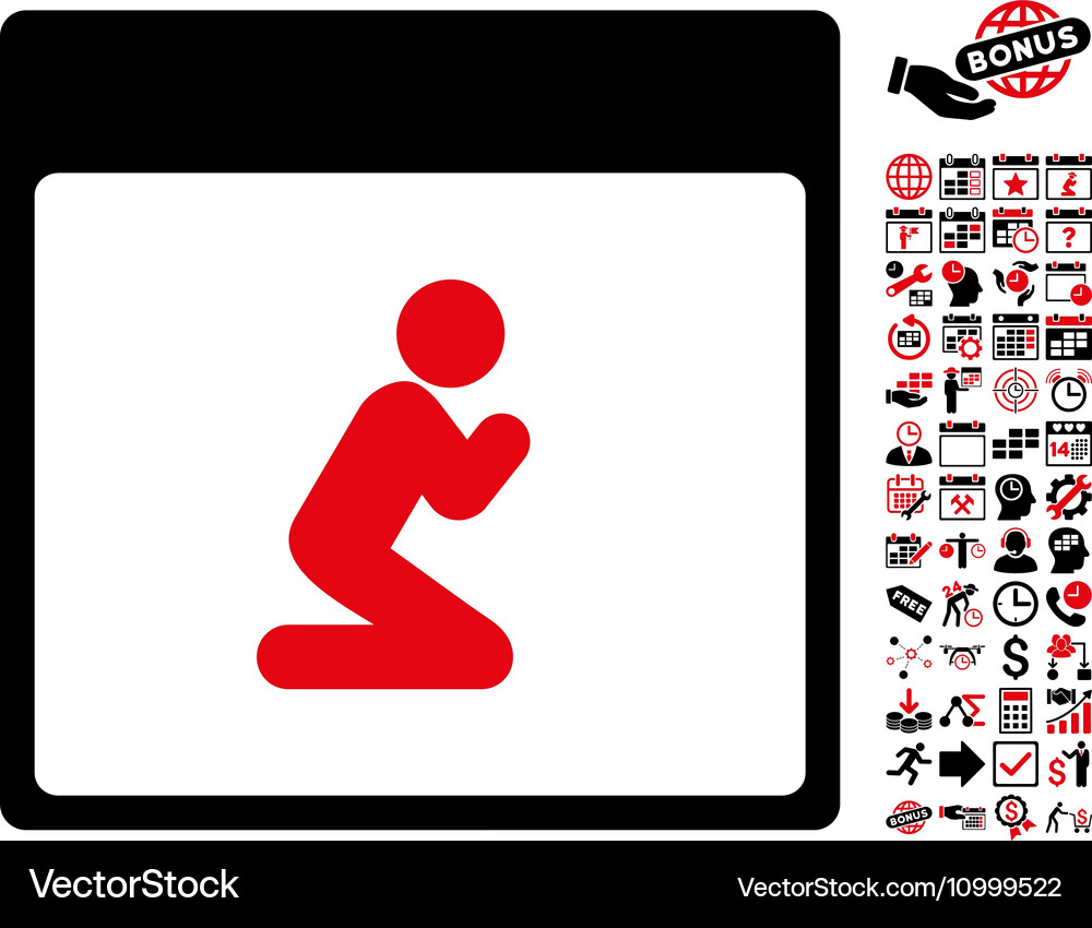 Pray person calendar page flat icon Royalty Free Vector