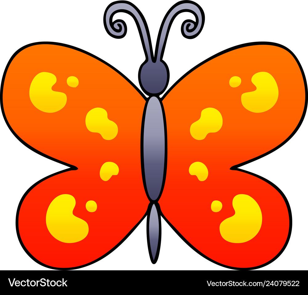 Quirky gradient shaded cartoon butterfly Vector Image