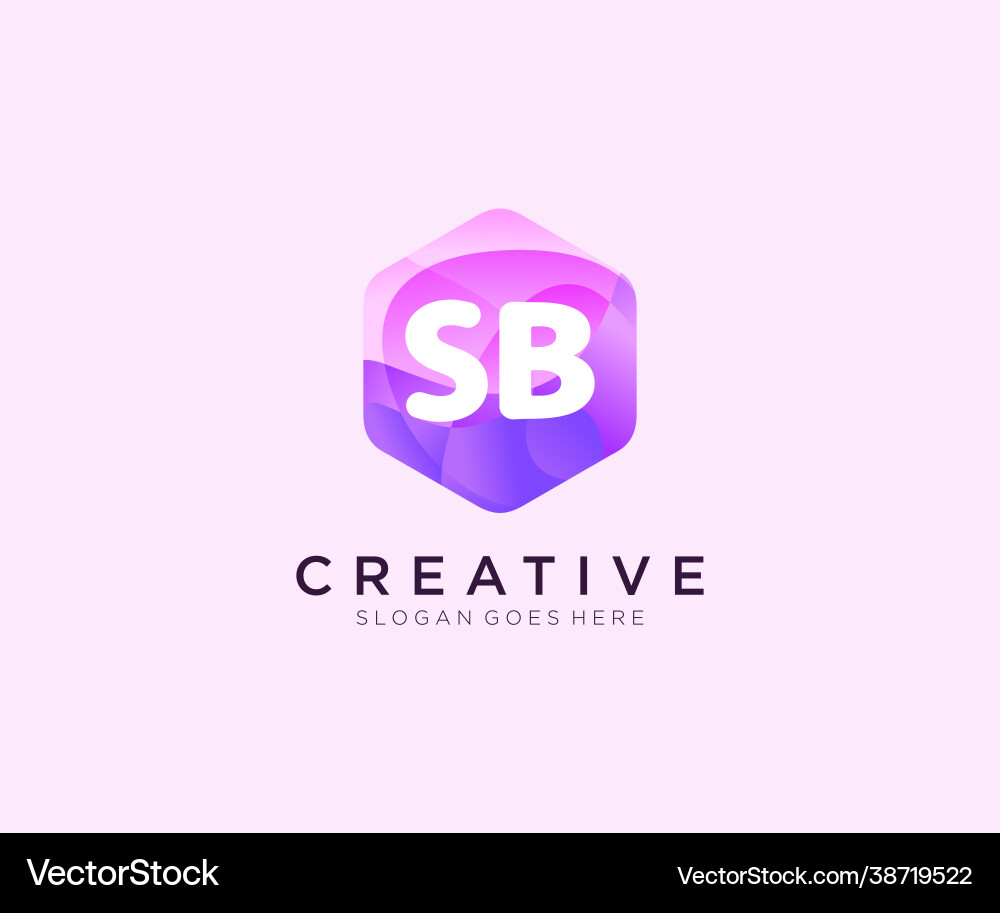 Sb initial logo with colorful hexagon modern Vector Image