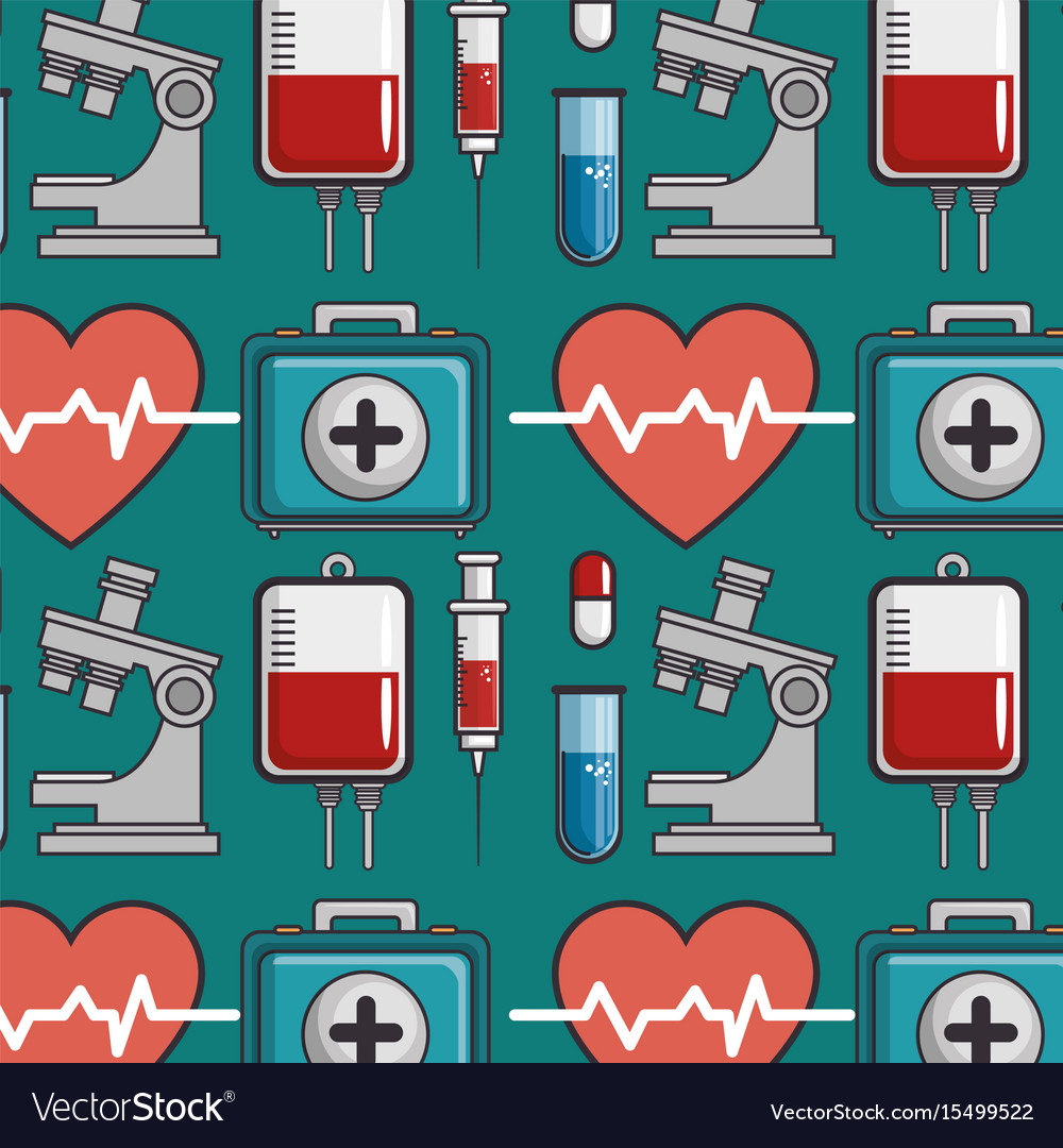 Seamless pattern with medical elements Royalty Free Vector