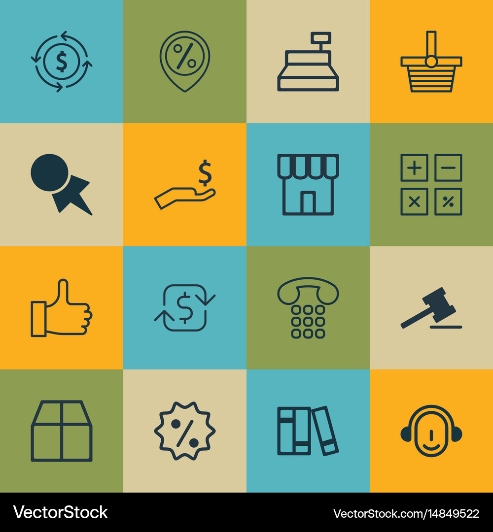 Set of 16 ecommerce icons includes recurring Vector Image