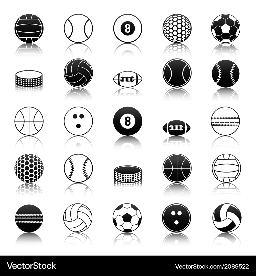 Sport balls icons pack Royalty Free Vector Image