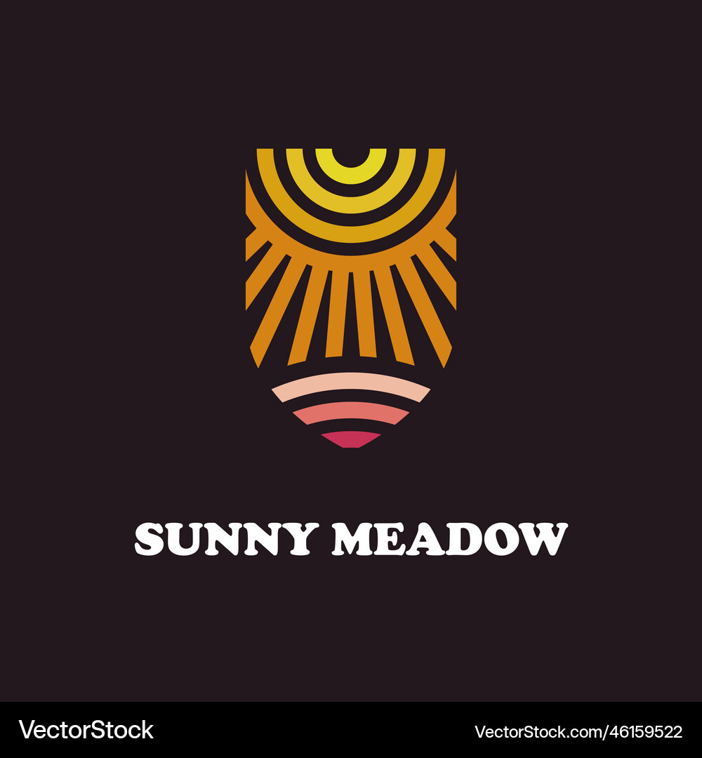 Sun heraldic line logo abstract geometric sunray Vector Image