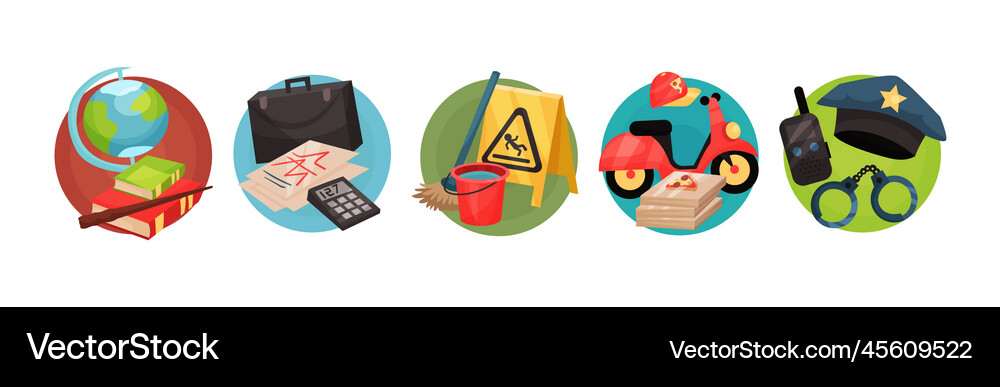 Symbols of different occupations arranged Vector Image