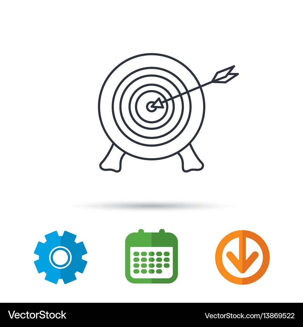 Target with arrow icon archery aiming sign Vector Image