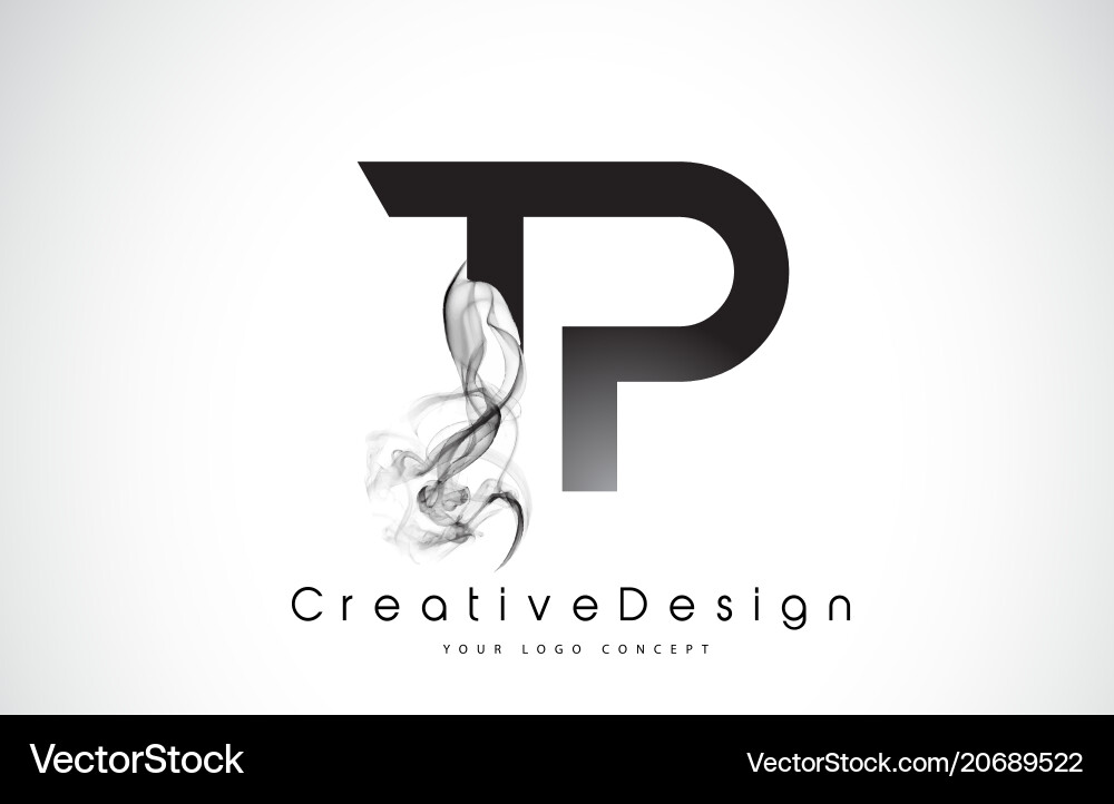 Tp letter logo design with black smoke Royalty Free Vector