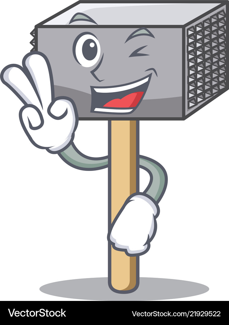 Two finger hammer cartoon for tenderizer meat Vector Image