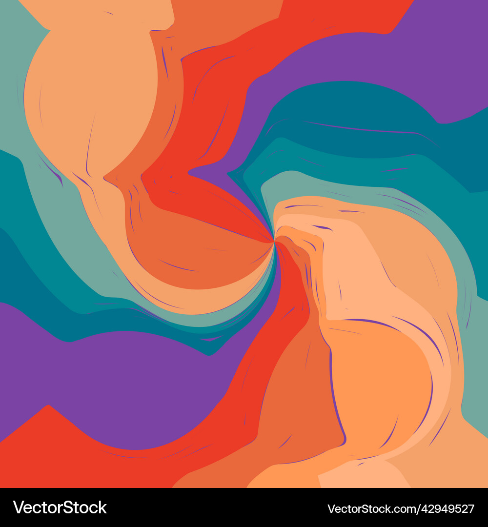 1970 wavy swirl seamless pattern in orange Vector Image